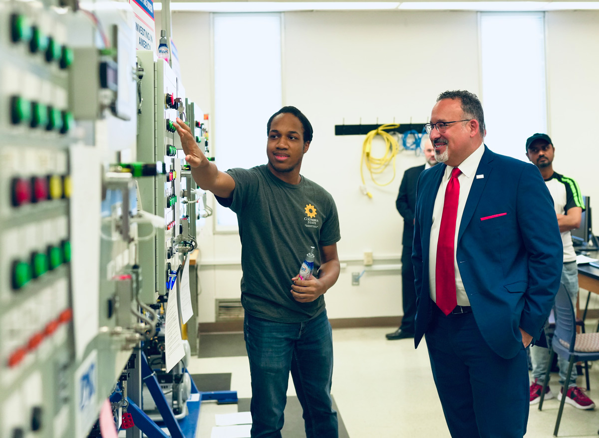Education secretary showcases Columbus State as a high-tech workforce hub