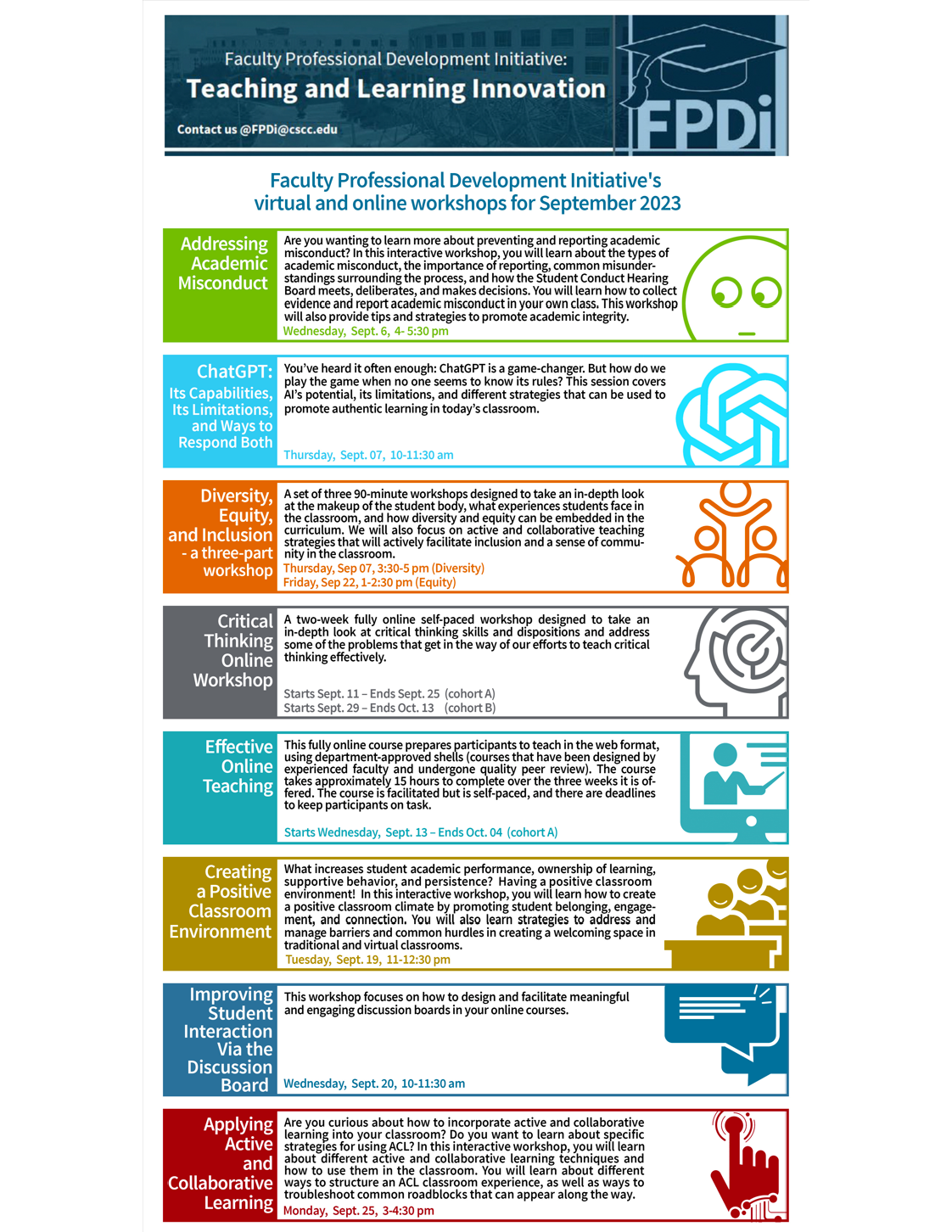 Faculty Professional Development Initiative workshops for September | Columbus State Community ...